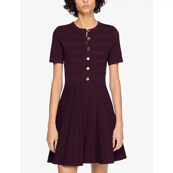 Sandro Slim-fit Knitted Mini Dress - Brown