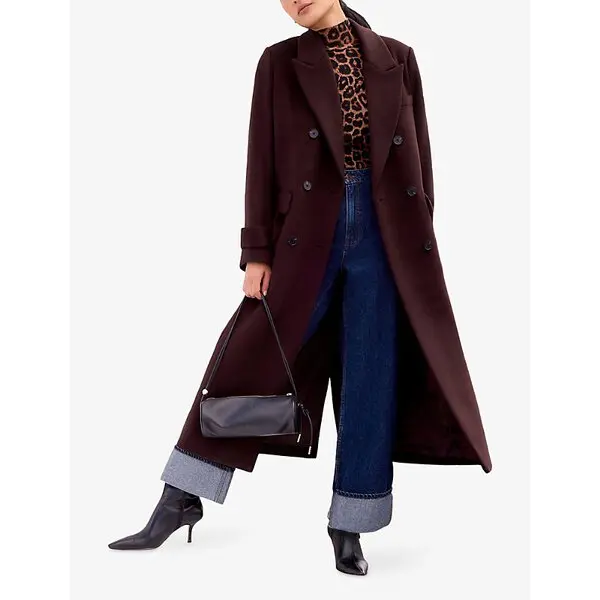 RO&ZO Peak-lapel Double-breasted Wool-blend Coat