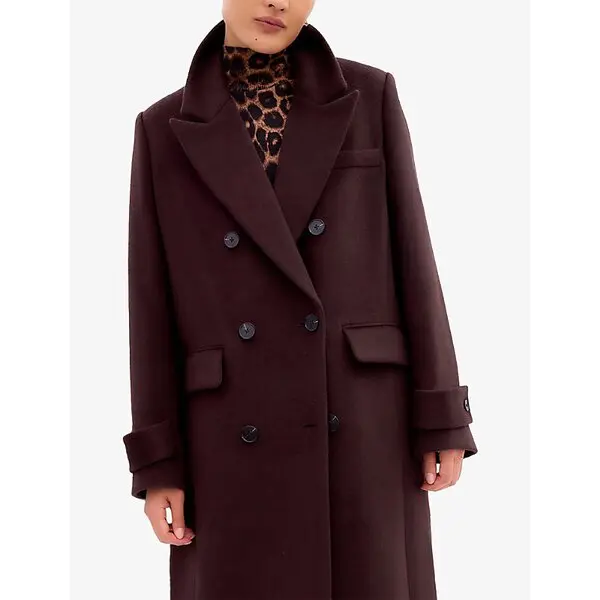 RO&ZO Peak-lapel Double-breasted Wool-blend Coat