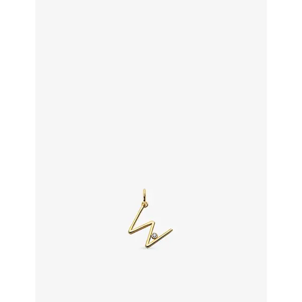 Monica Vinader Solitaire Diamond Initial W Pendant - Gold