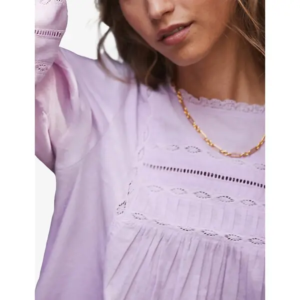 RO&ZO Lace Insert Cotton Blouse