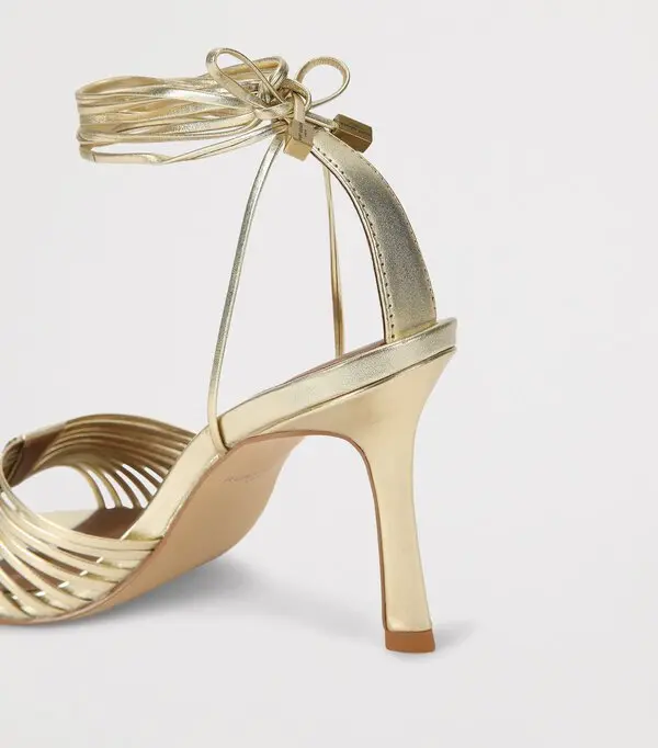 Kurt Geiger Metallic Leather Embellished Heeled Sandals - Gold