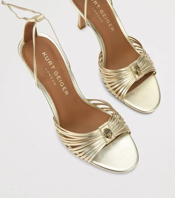 Kurt Geiger Metallic Leather Embellished Heeled Sandals - Gold