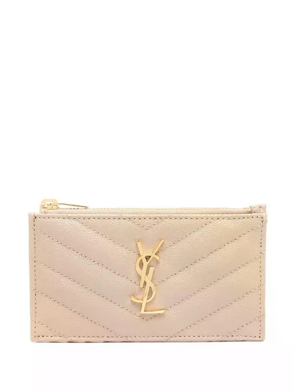 Saint Laurent Quilted Pebbled Leather Cardholder