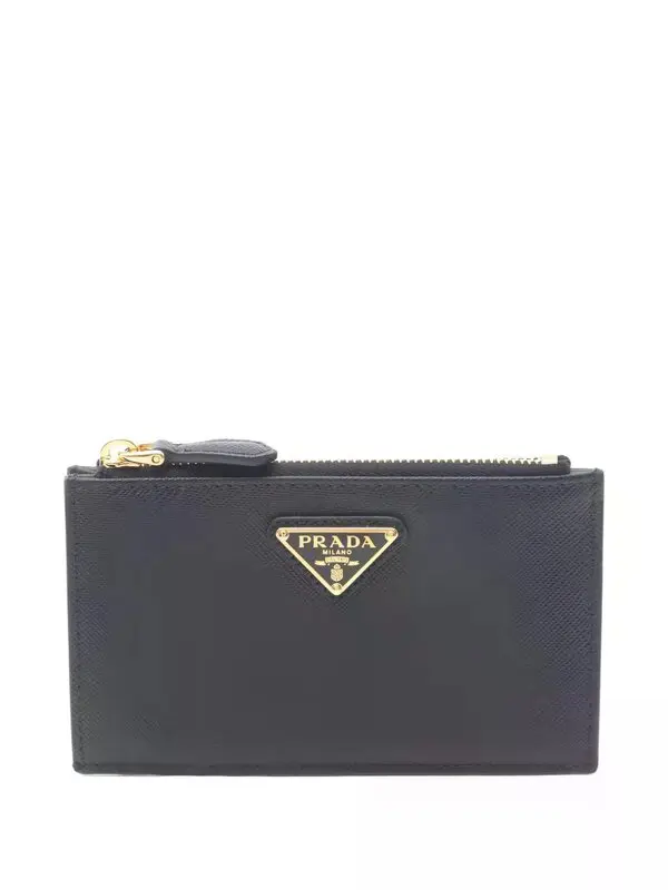 Prada Saffiano Triangle-logo Cardholder - Black