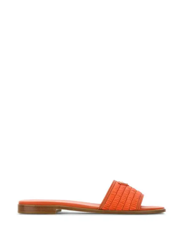 Prada Leather And Crochet Slides