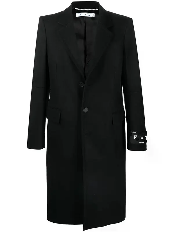 Off-White Logo Embellished Single-breasted Coat