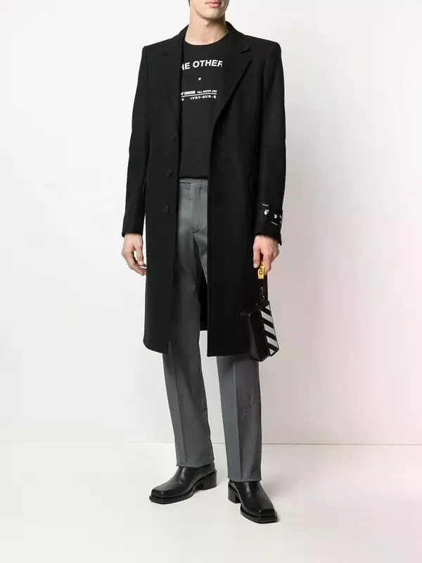Off-White Logo Embellished Single-breasted Coat