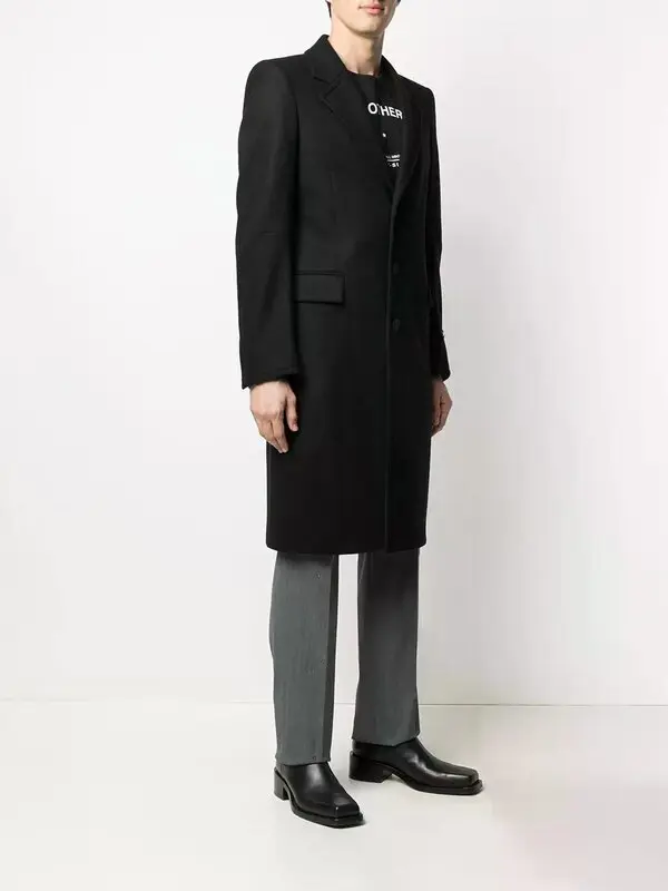 Off-White Logo Embellished Single-breasted Coat