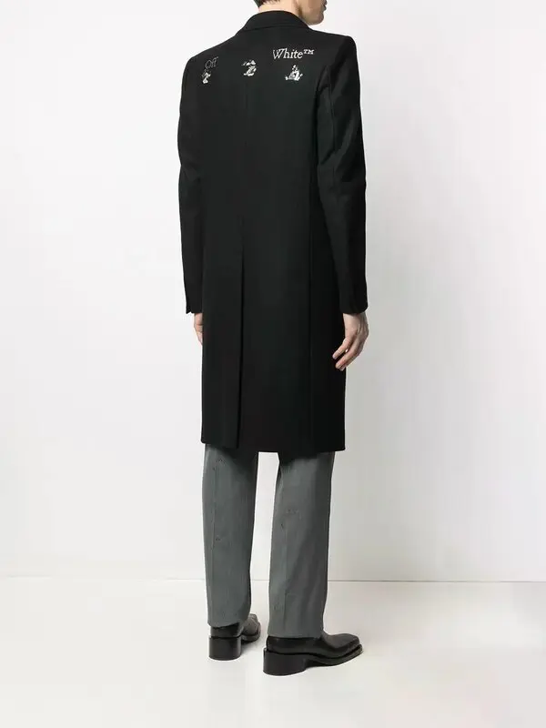 Off-White Logo Embellished Single-breasted Coat