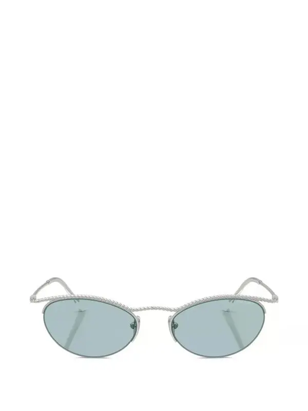 Giorgio Armani Rope-detail Oval-frame Sunglasses - Silver