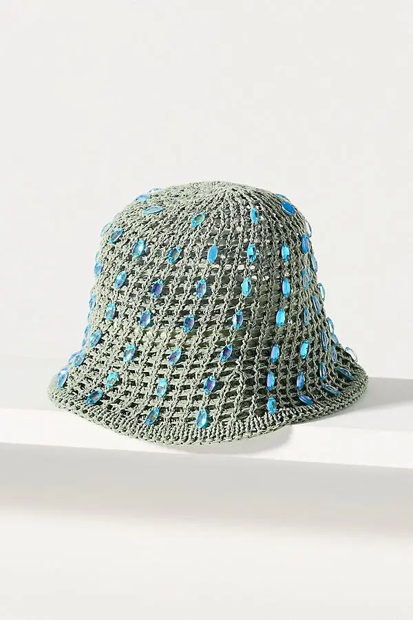 Lele Sadoughi Maya Embellished Bucket Hat - Turquoise