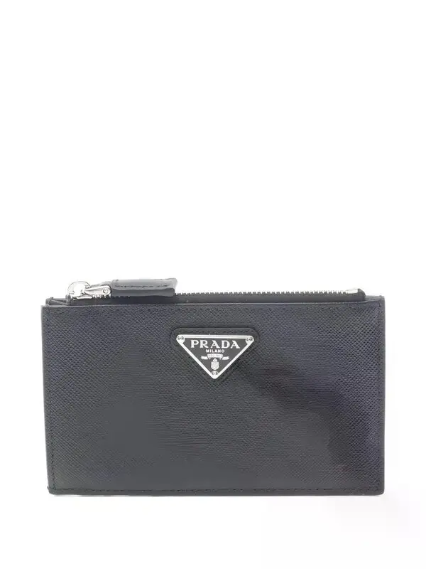 Prada 2020s Saffiano Logo-plaque Wallet - Black
