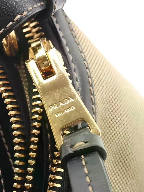 Prada 2010s Logo Jacquard Shoulder Bag