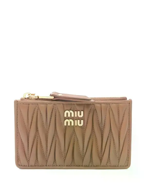 Miu Miu 2020s Matelasse Leather Wallet - Brown