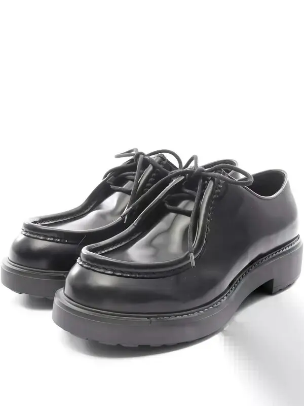 Prada 2020s Diapason Lace-up Leather Derby Shoes - Black