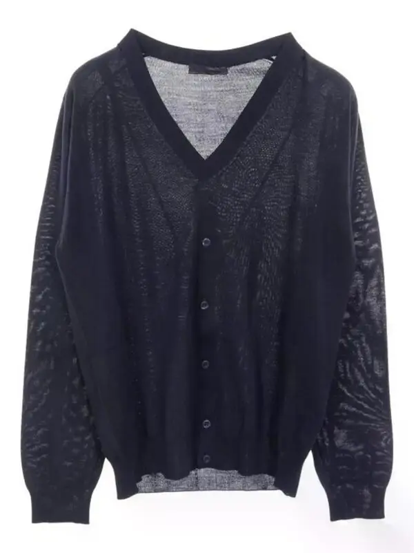 Prada 2020s V-neck Wool Cardigan - Blue