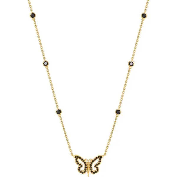 KARMA AND LUCK Midnight Renewal Butterfly Necklace - Gold/black
