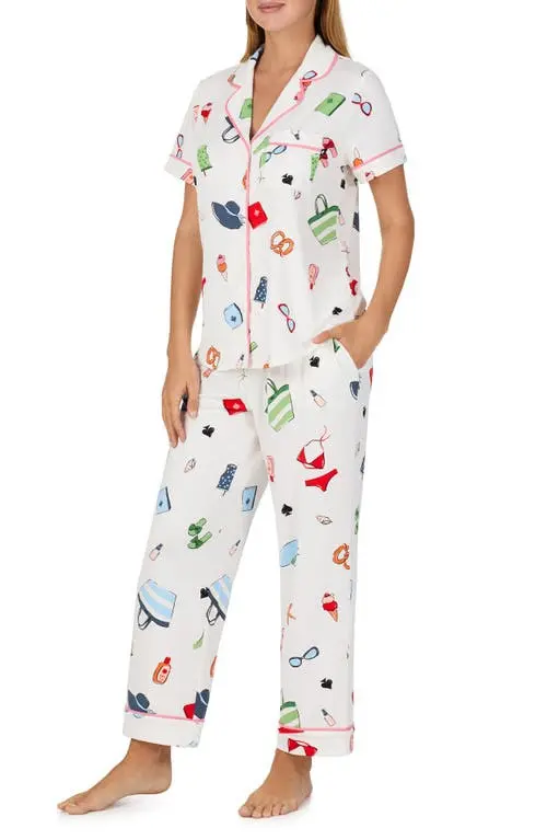 Kate Spade New York Print Crop Pajamas - Pink/multi