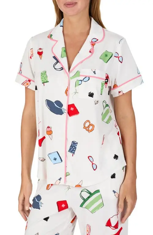Kate Spade New York Print Crop Pajamas - Pink/multi