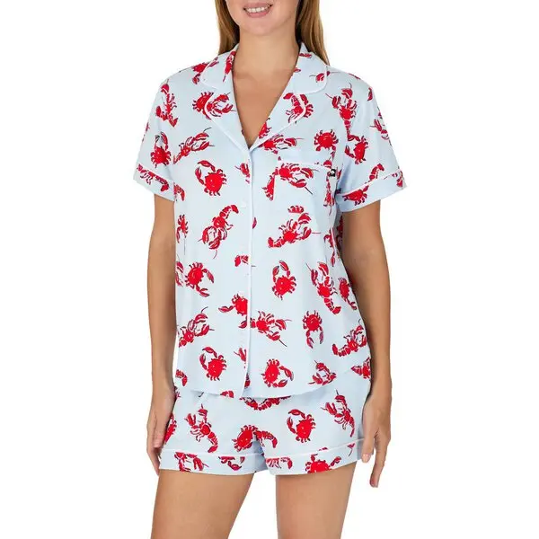 Kate Spade New York Print Short Pajamas - Blue/lobster