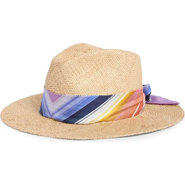 Missoni Straw Sunhat With Scarf Trim - 0003 Tan