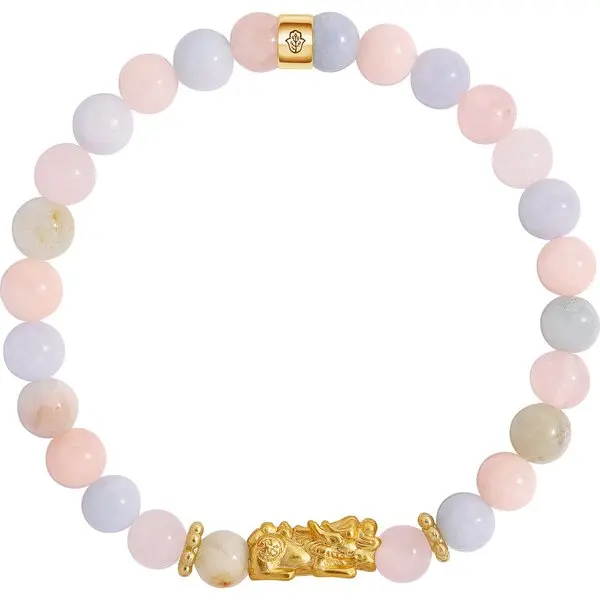 KARMA AND LUCK Soft Power Morganite Dragon Gold Bracelet - Pink/gold