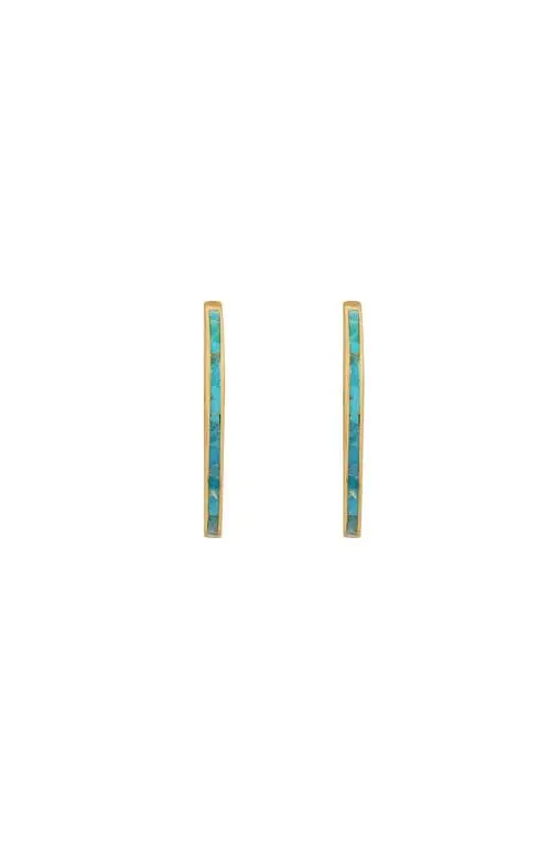 KARMA AND LUCK Graceful Strength Turquoise Gold Hoop Earrings - Gold/turquoise
