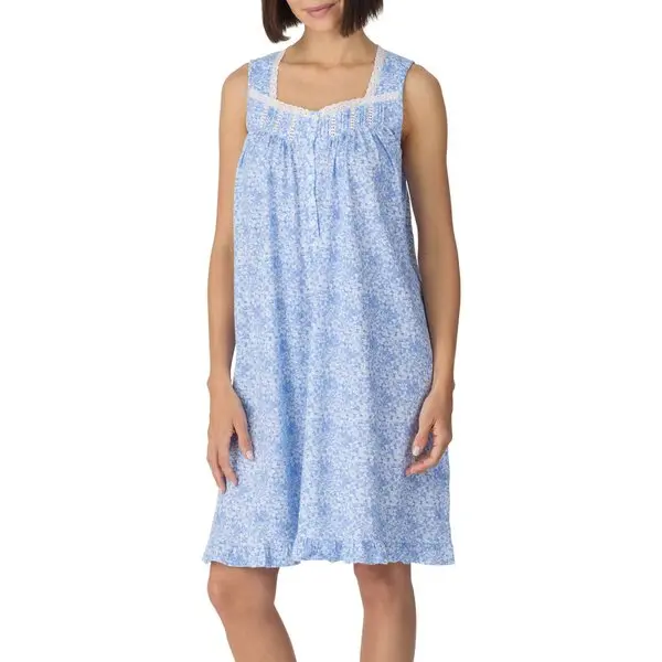 Eileen West Sleeveless Cotton Jersey Nightgown - Blue