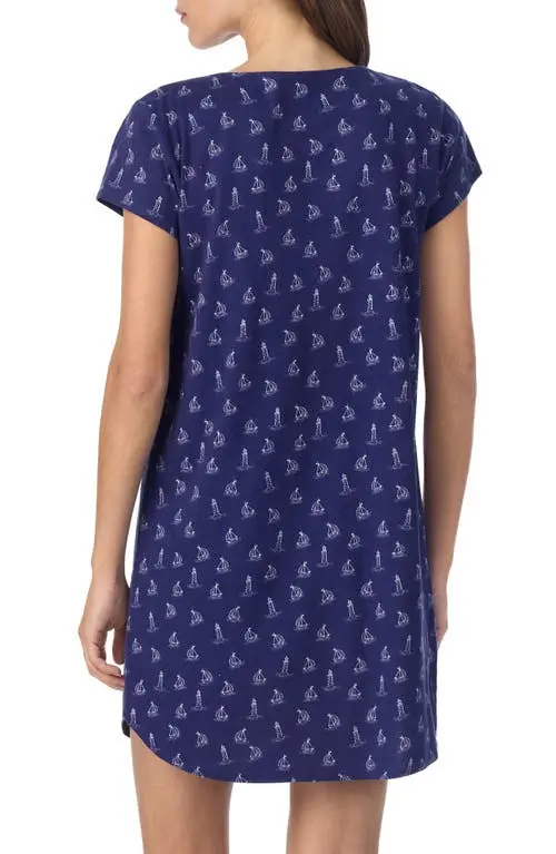 Eileen West Cotton Jersey Short Nightgown - Navy