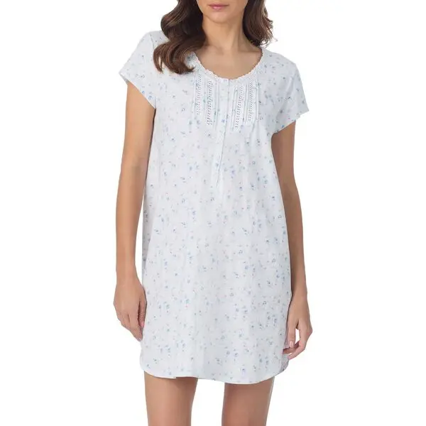 Eileen West Cotton Jersey Short Nightgown - Rose Bud Print