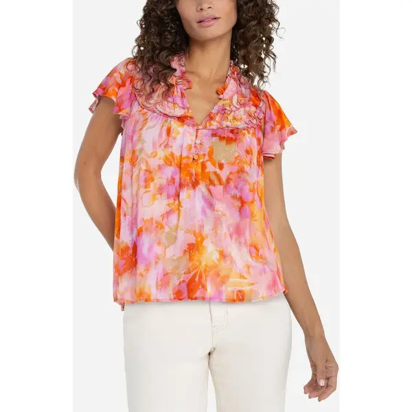 LIVERPOOL Floral Print Ruffle Top