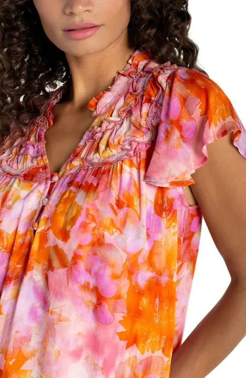 LIVERPOOL Floral Print Ruffle Top