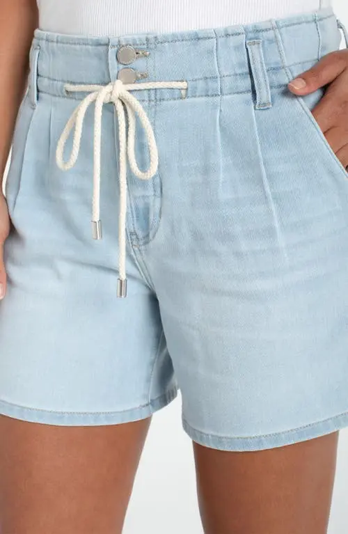 LIVERPOOL Pleated Denim Drawstring Shorts