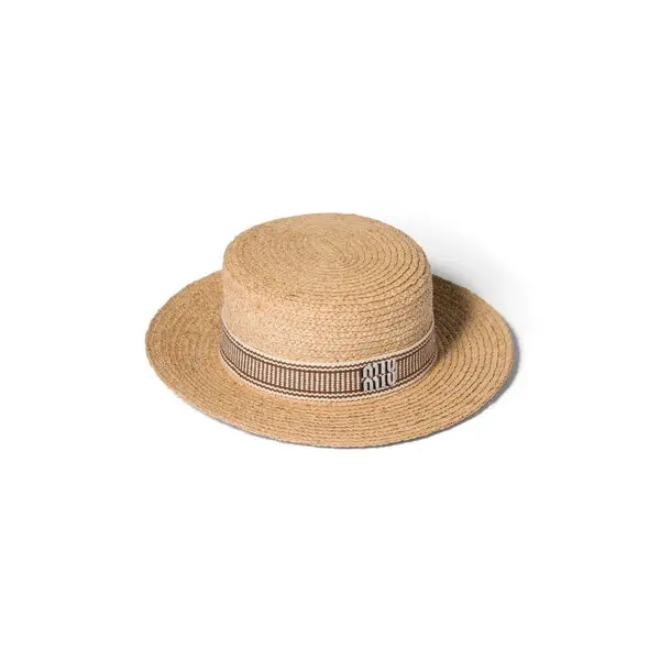 Miu Miu Raffia Panama Hat - Beige/tobacco