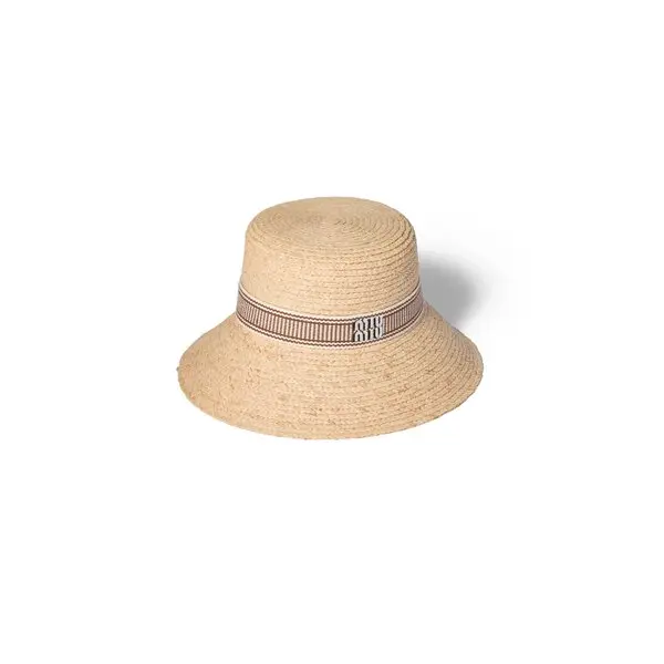 Miu Miu Raffia Hat - Beige/tobacco