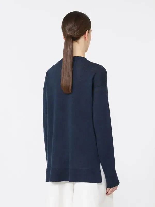 Max Mara Linen Yarn Crew-neck Sweater - Navy