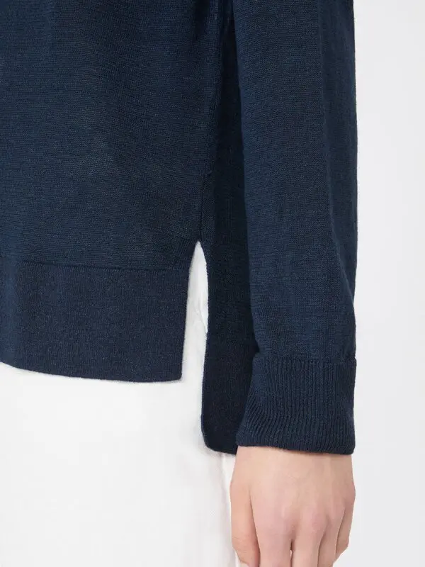 Max Mara Linen Yarn Crew-neck Sweater - Navy
