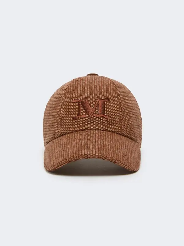 Max Mara Raffia-effect Basketweave Baseball Cap - Amber Brown