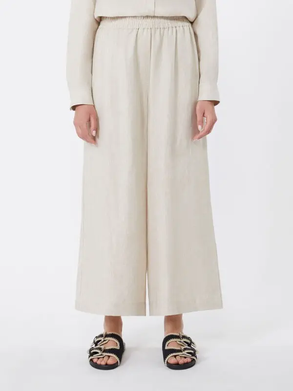 Max Mara Wide-leg Linen Trousers - Ecru