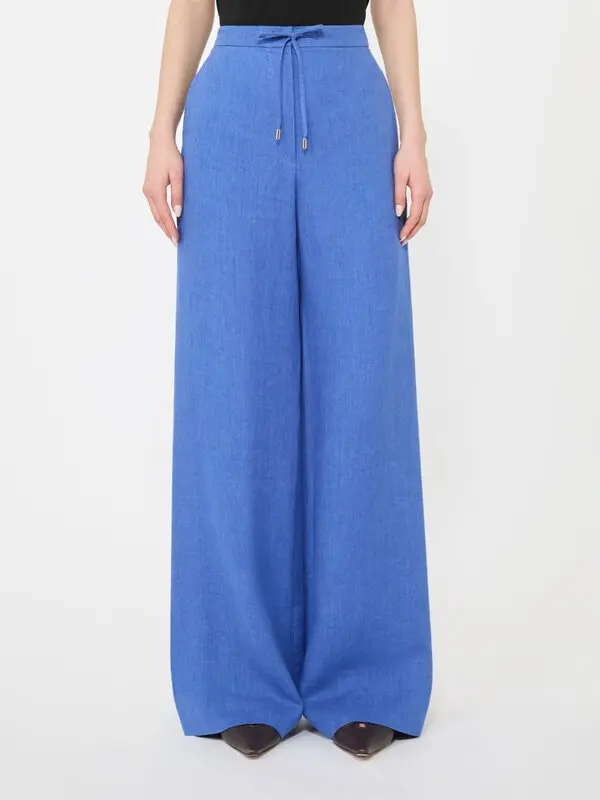Max Mara Linen Twill Trousers - Navy