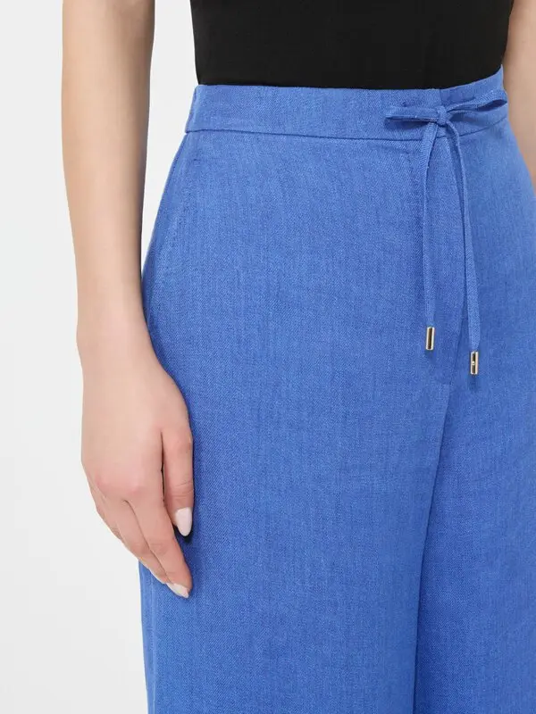 Max Mara Linen Twill Trousers - Navy