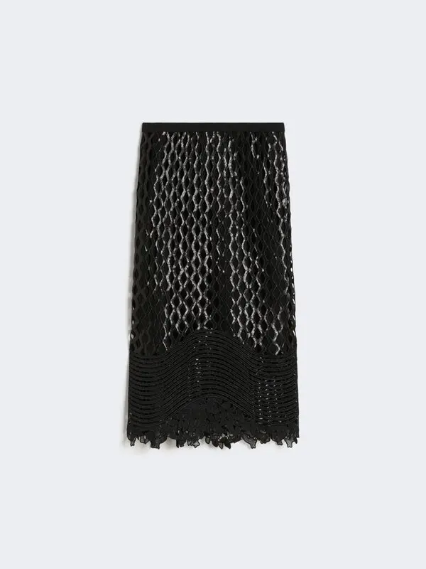 Max Mara Sequinned Mesh Midi Skirt - Black