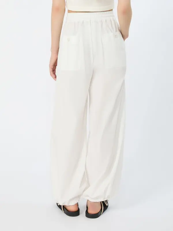 Max Mara Cotton Poplin Wide Leg Trousers