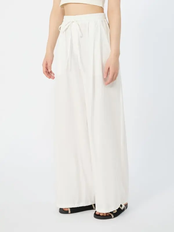 Max Mara Cotton Poplin Wide Leg Trousers