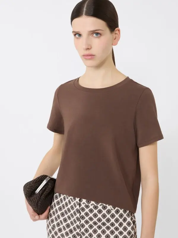 Max Mara Stretch Jersey Basic T-shirt - Chocolate