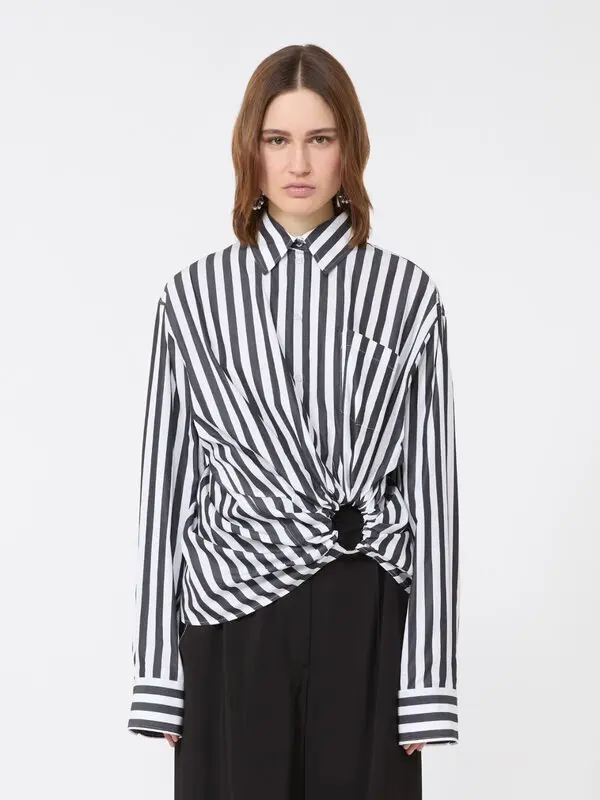 Max Mara Striped Poplin Shirt - Black