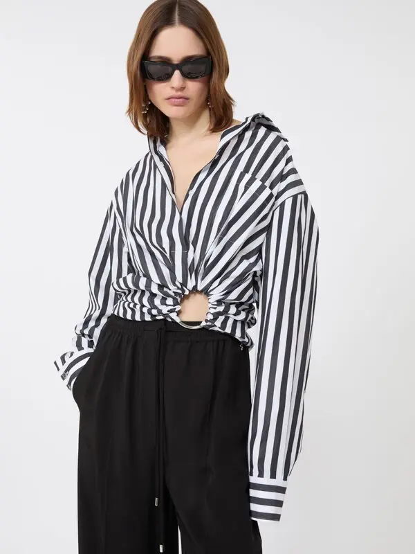 Max Mara Striped Poplin Shirt - Black