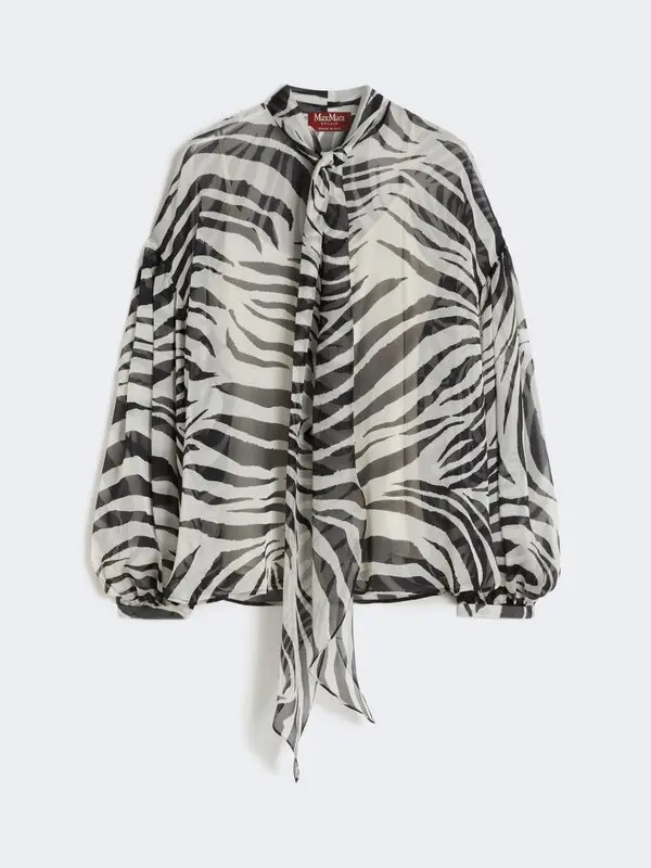 Max Mara Printed Silk Chiffon Blouse - Black