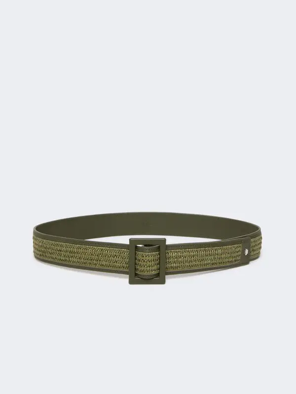 Max Mara Raffia Effect Belt - Sage Green